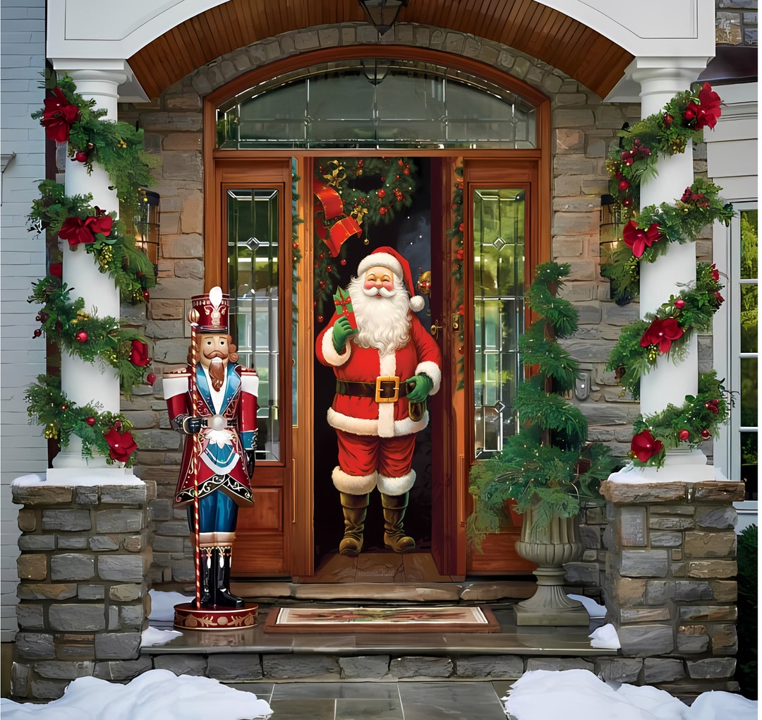 Santa Ring a Bell Door Cover Christmas Door Covers Vintage - Etsy