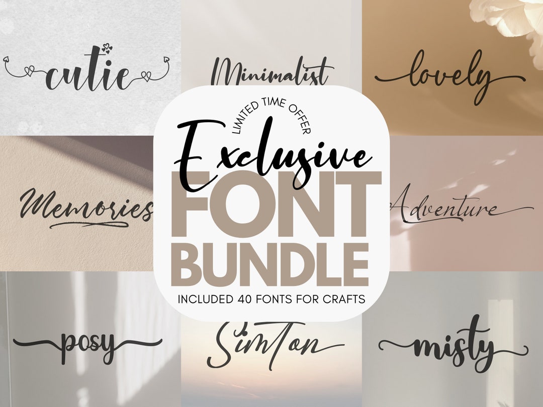 40 Font Bundle, Handwritten Fonts, Farmhouse Fonts, Cricut Fonts, Fonts ...