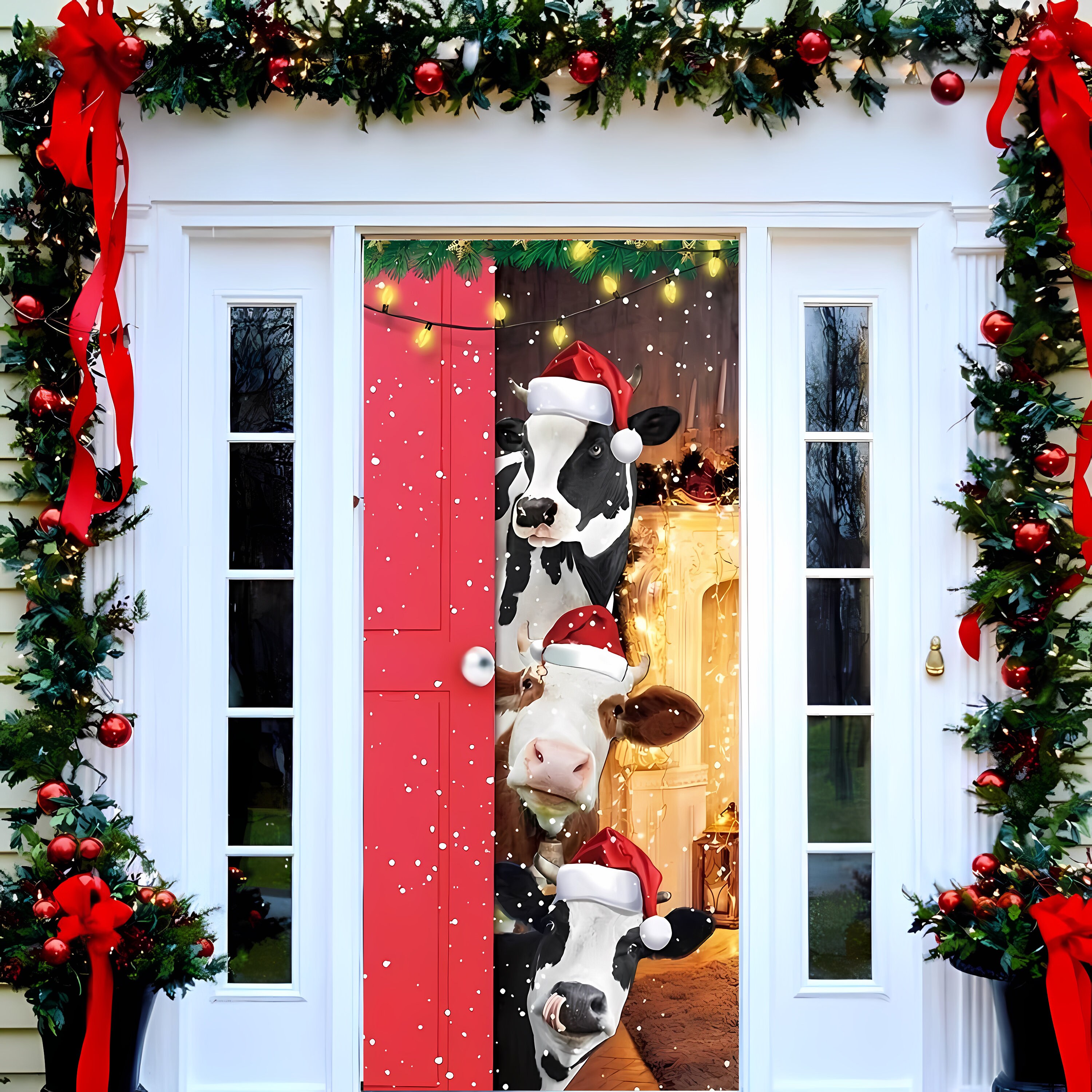 Animal Door Cover Cute Pet Christmas Door Covers Pet Decorations ...