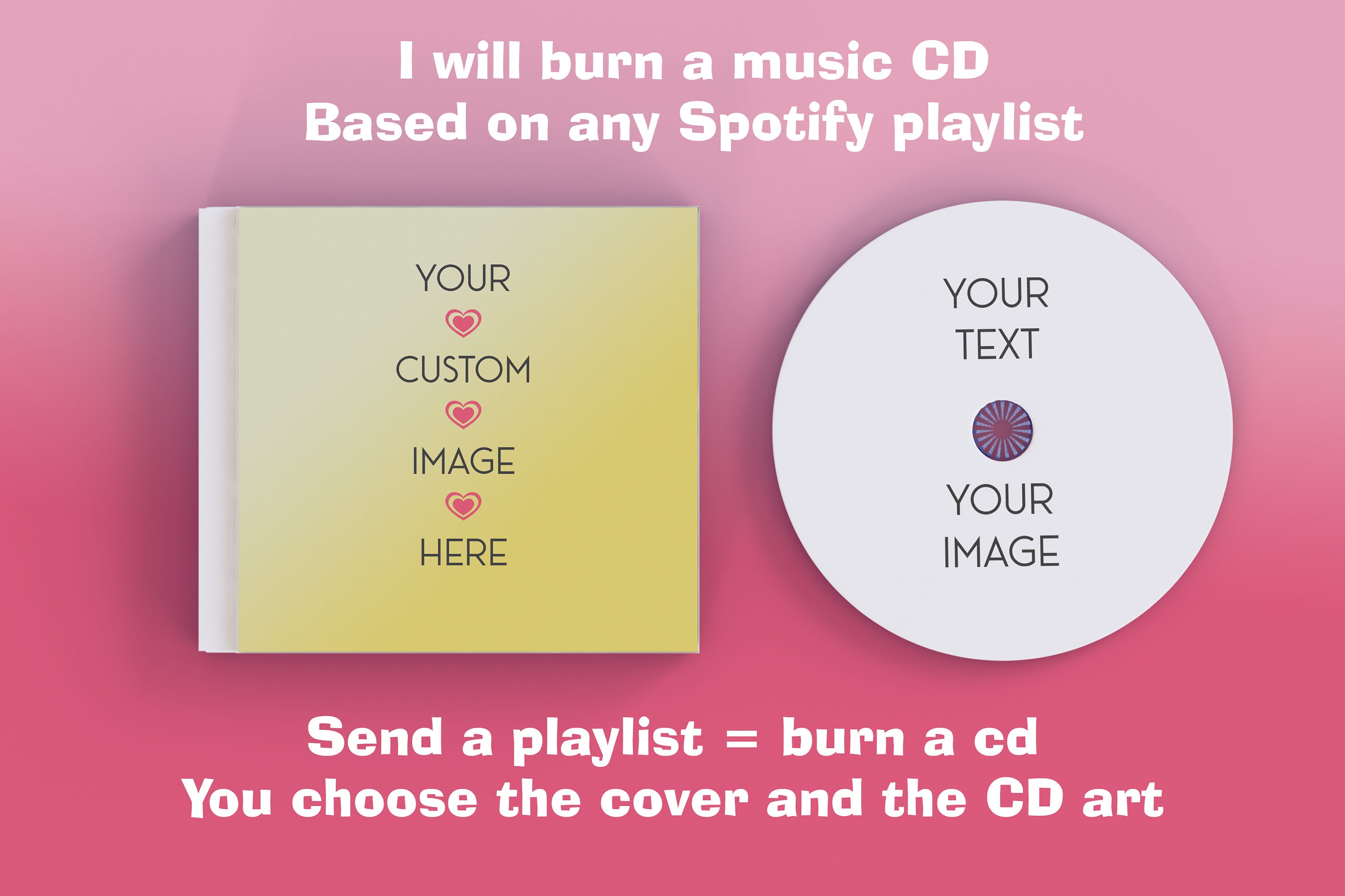 Custom CD playlist and jewel case gift for couples personalised cd and ...