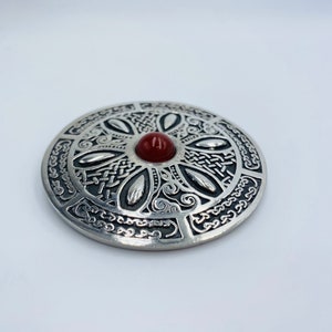 Large ST Justin Pewter Celtic Carnelian Set Brooch - Etsy UK