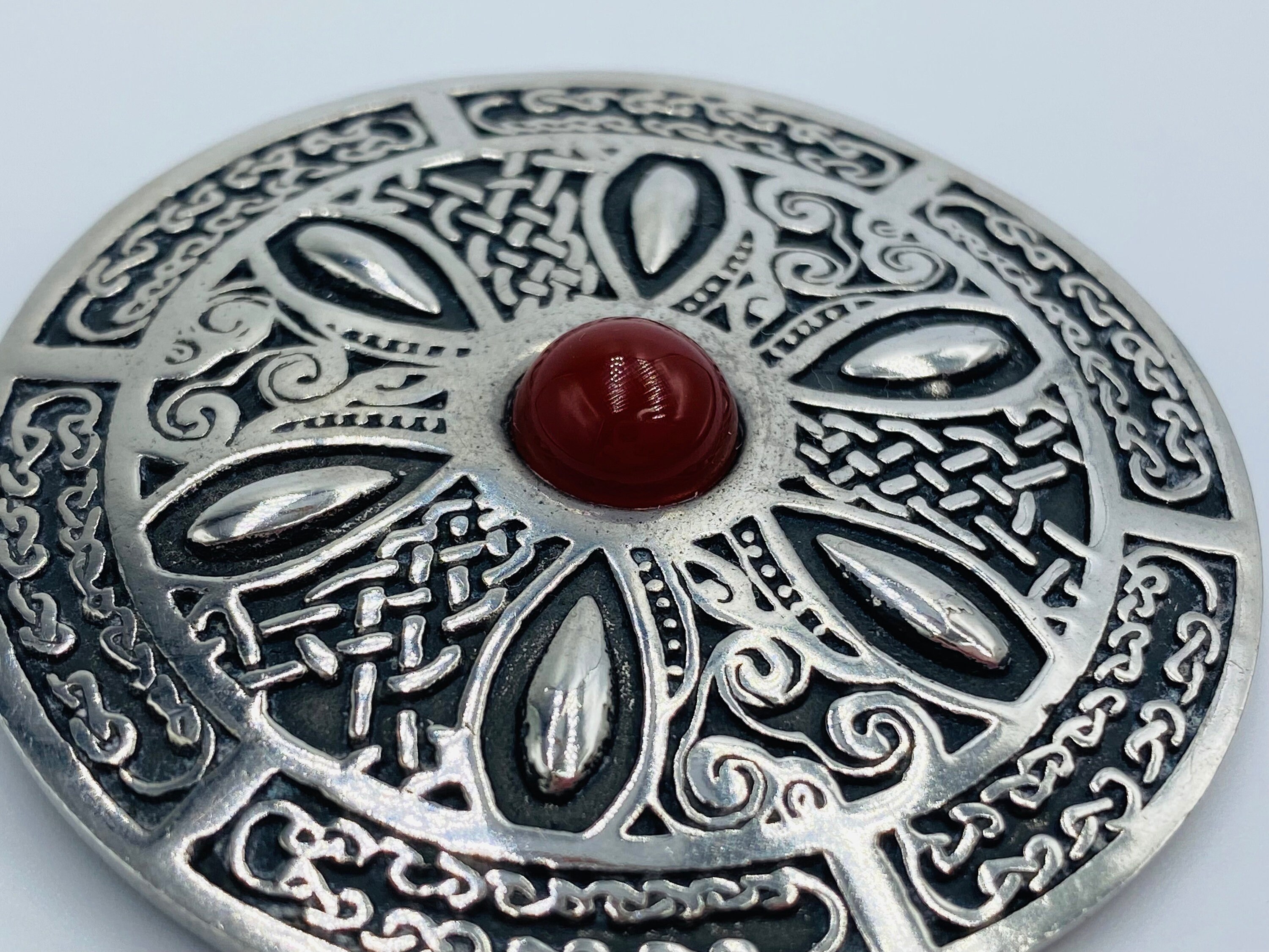 Large ST Justin Pewter Celtic Carnelian Set Brooch - Etsy UK