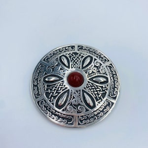 Large ST Justin Pewter Celtic Carnelian Set Brooch - Etsy UK