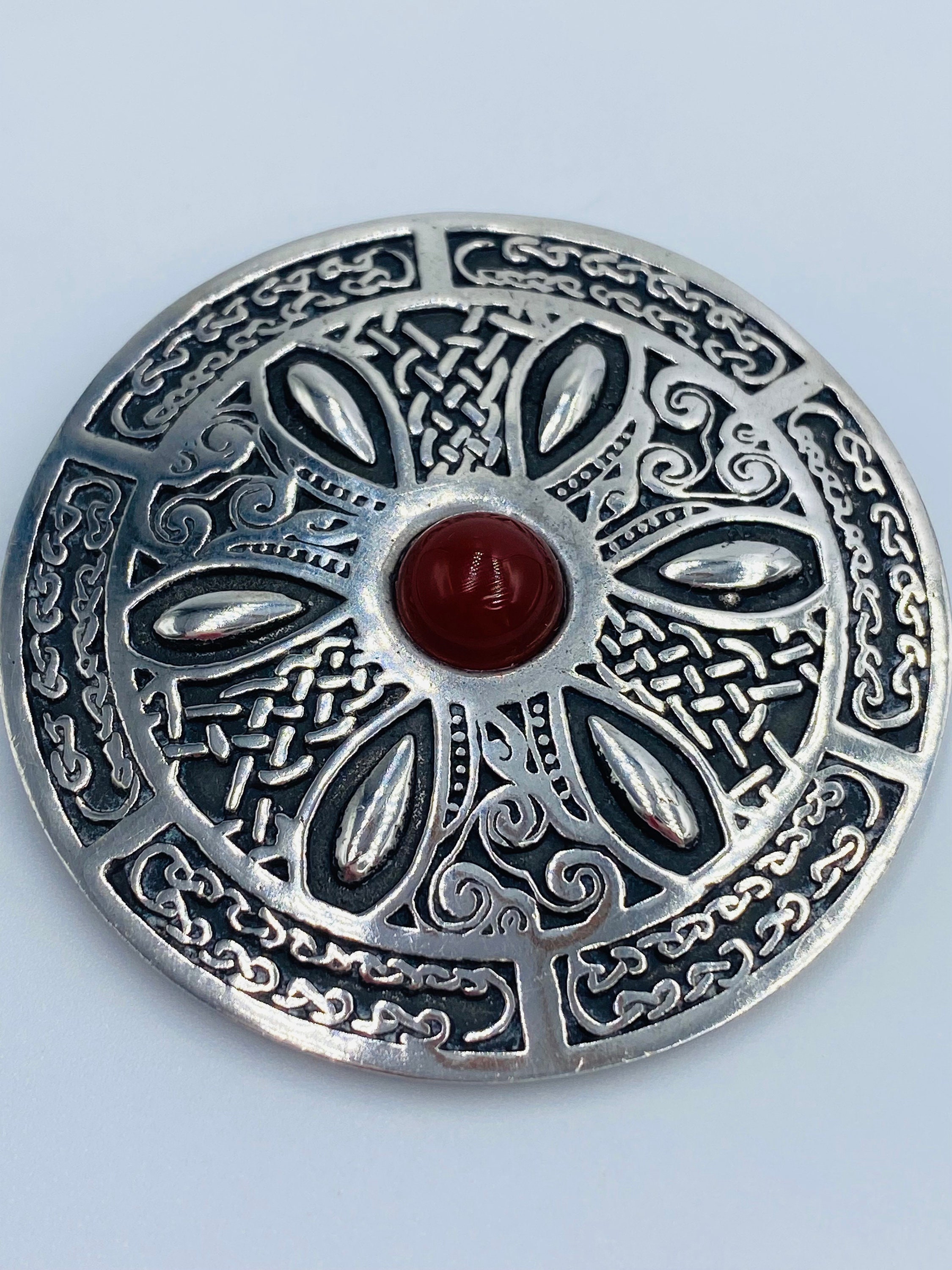 Large ST Justin Pewter Celtic Carnelian Set Brooch - Etsy UK