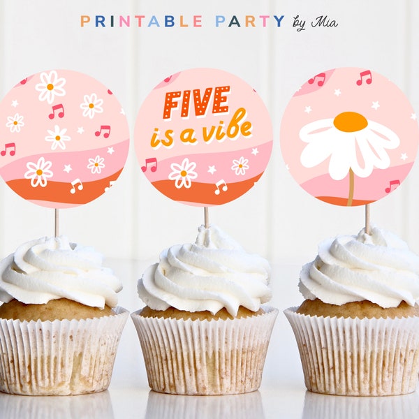 Five is a Vibe Cupcake Topper - Etsy