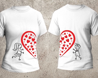 Matching Couple Shirt SVG Bundle: Valentine's Day Outfits (digital ...