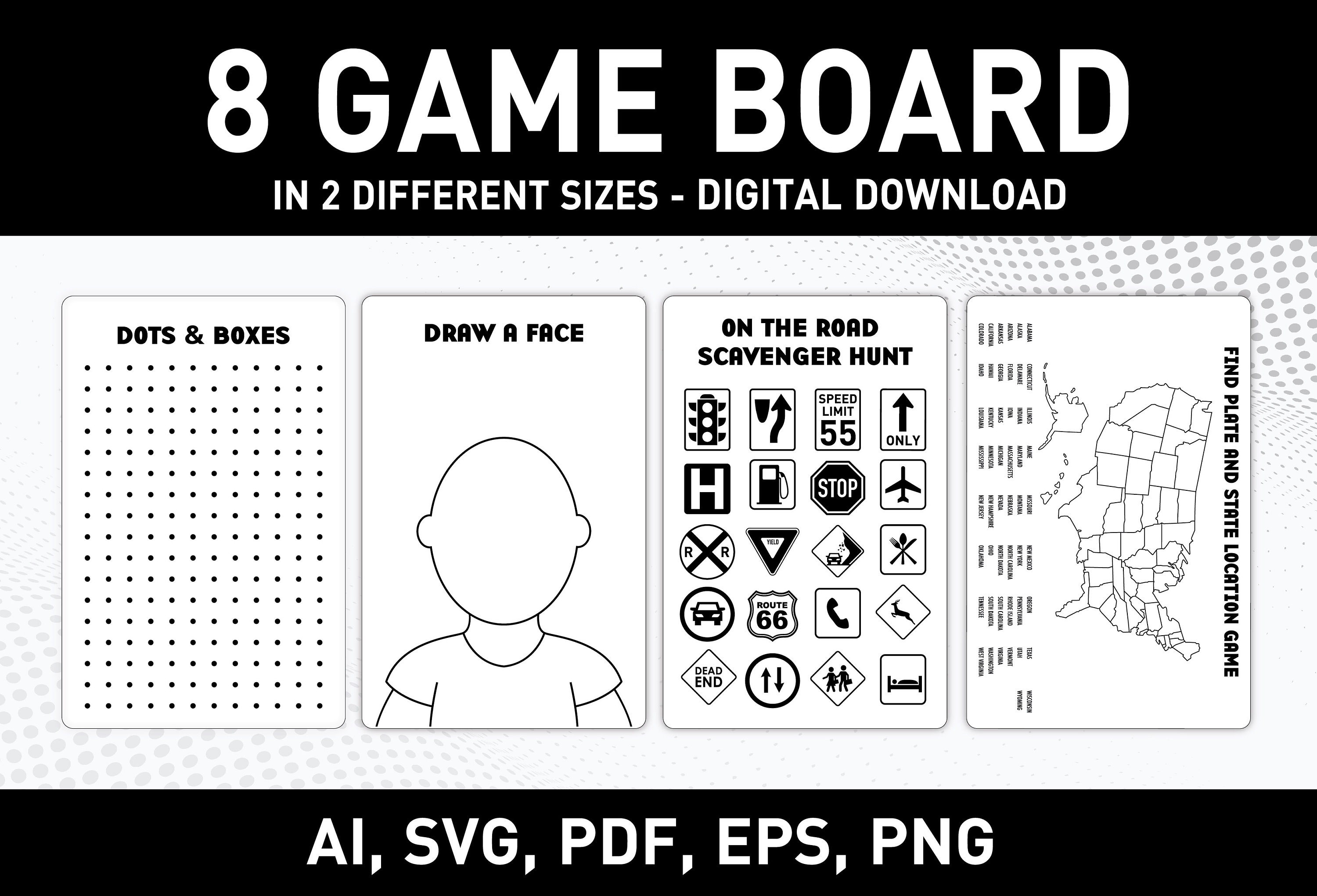 Travel Games Bundle: Dry Erase Game Board Printables (digital Download ...
