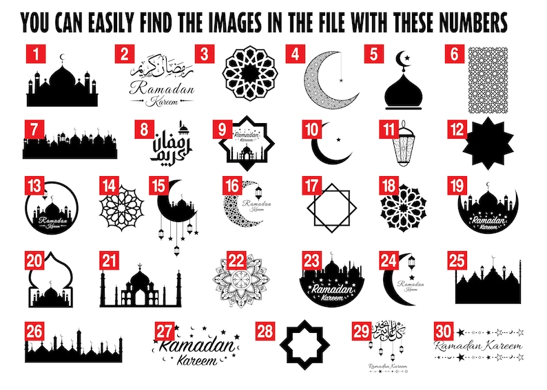 30 Islamic SVG Bundle Cutting Files Template Masjid - Etsy