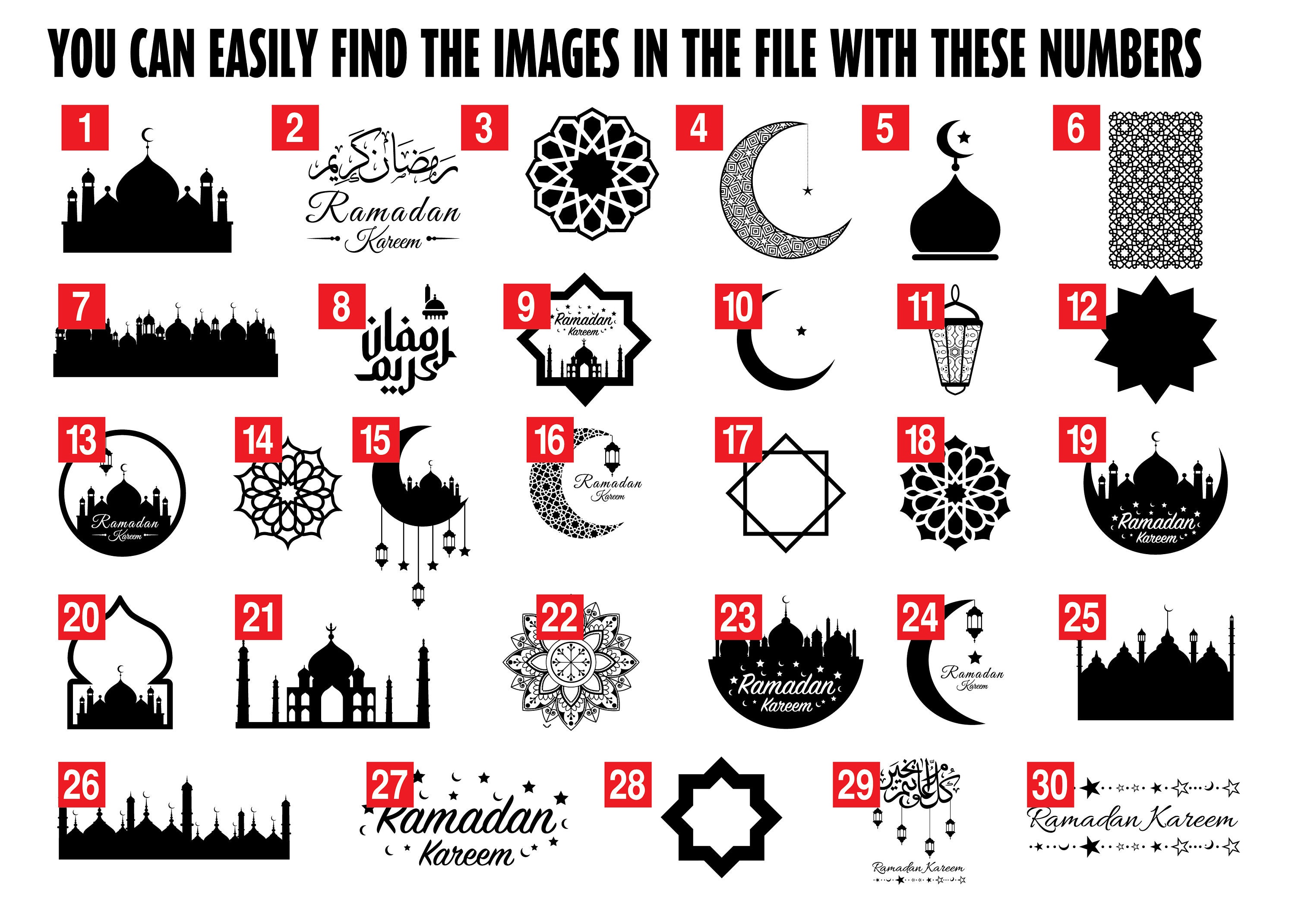 30 Islamic SVG Bundle Cutting Files Template Masjid - Etsy
