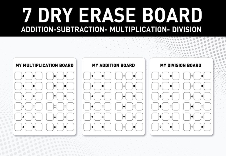Math Dry Erase Boards Set: Telling Time, Addition, Subtraction (digital ...