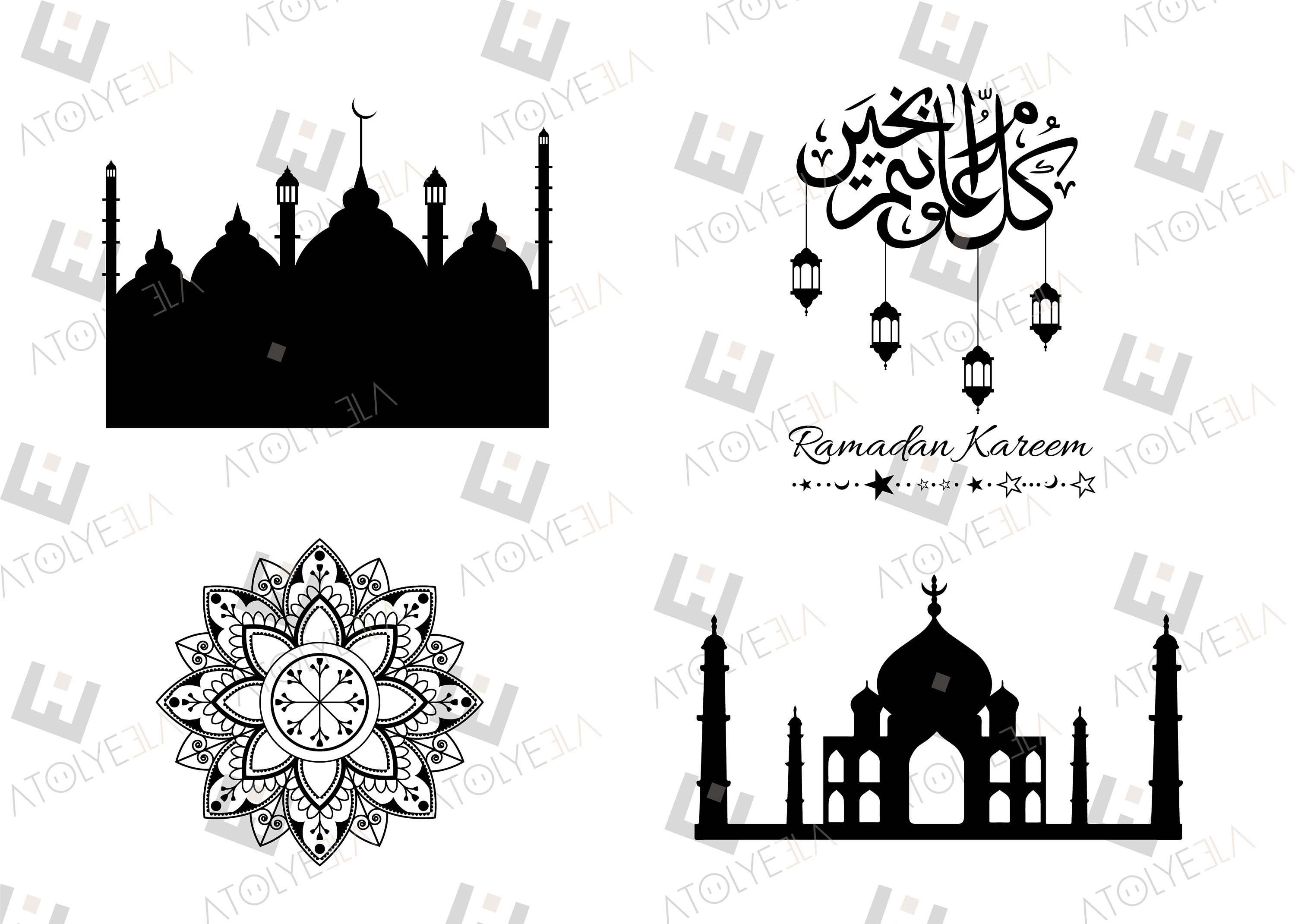 30 Islamic SVG Bundle Cutting Files Template Masjid - Etsy
