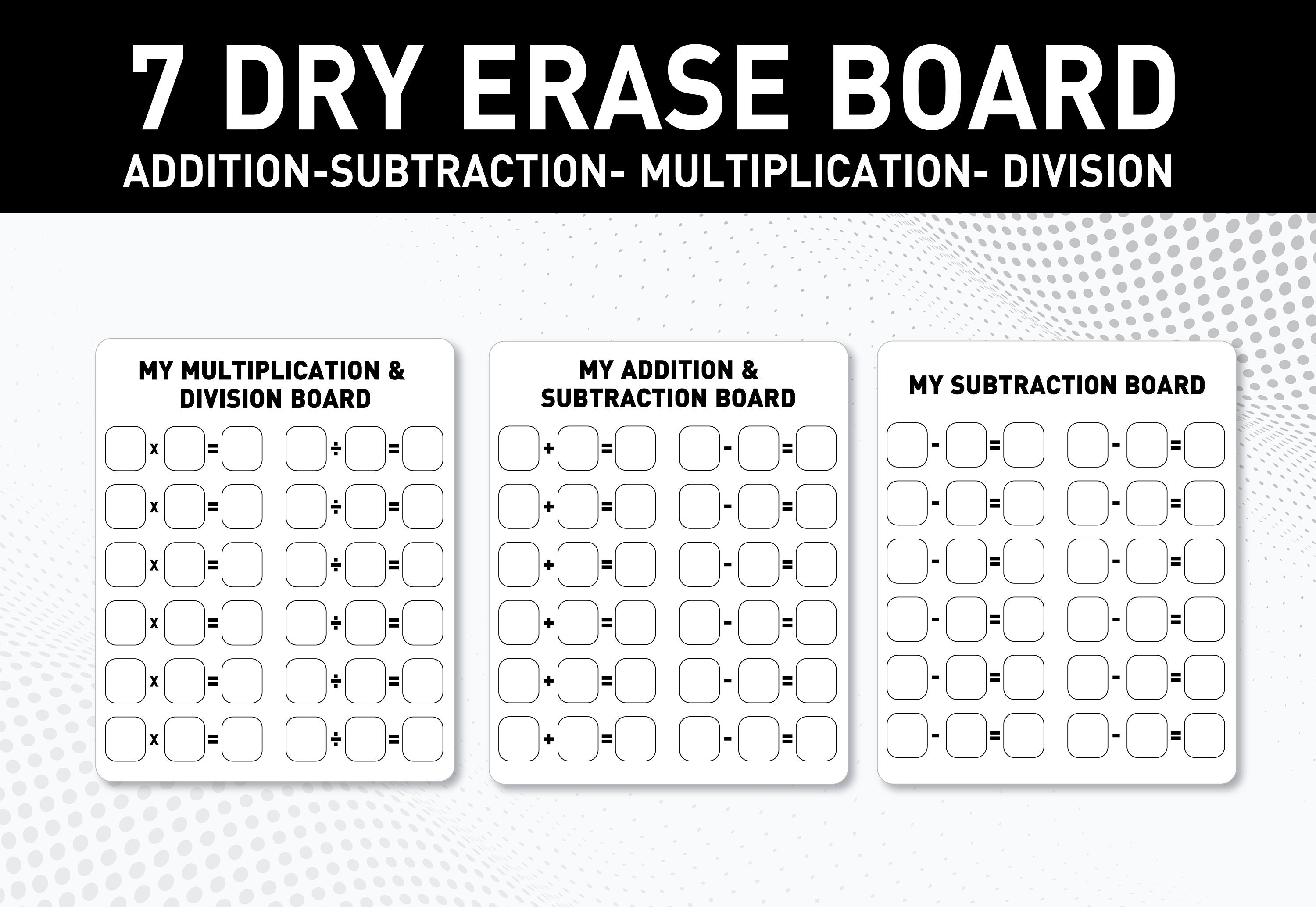 Math Dry Erase Boards Set: Telling Time, Addition, Subtraction (digital ...