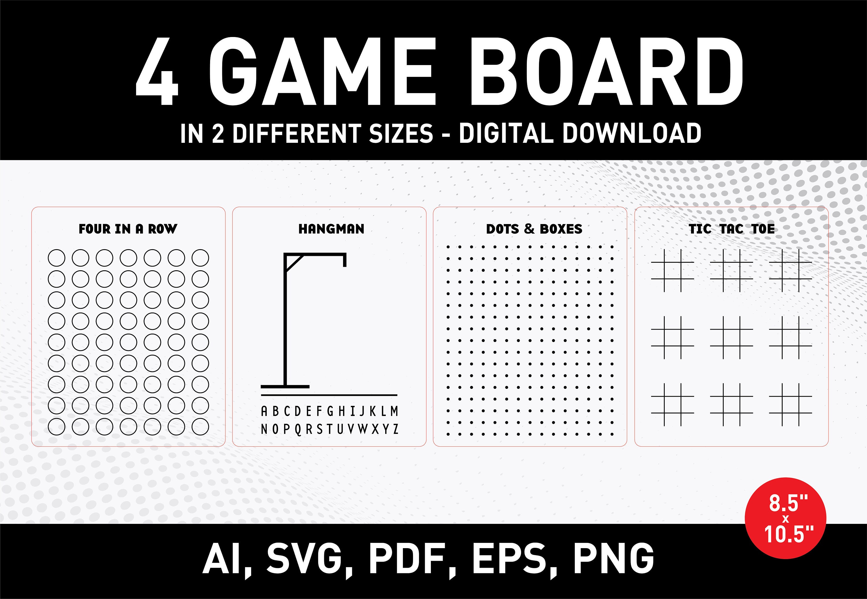 Game Board SVG Tic Tac Toe Hangman Dots & Boxes Four - Etsy UK