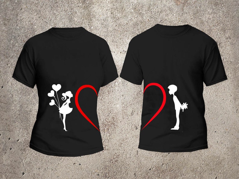 Matching Couple Shirt SVG Bundle: Valentine's Day Outfits (digital ...