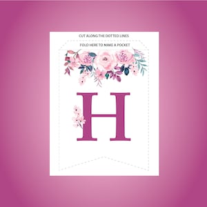 Floral Happy Birthday Banner: Printable Party Decor (instant Download ...