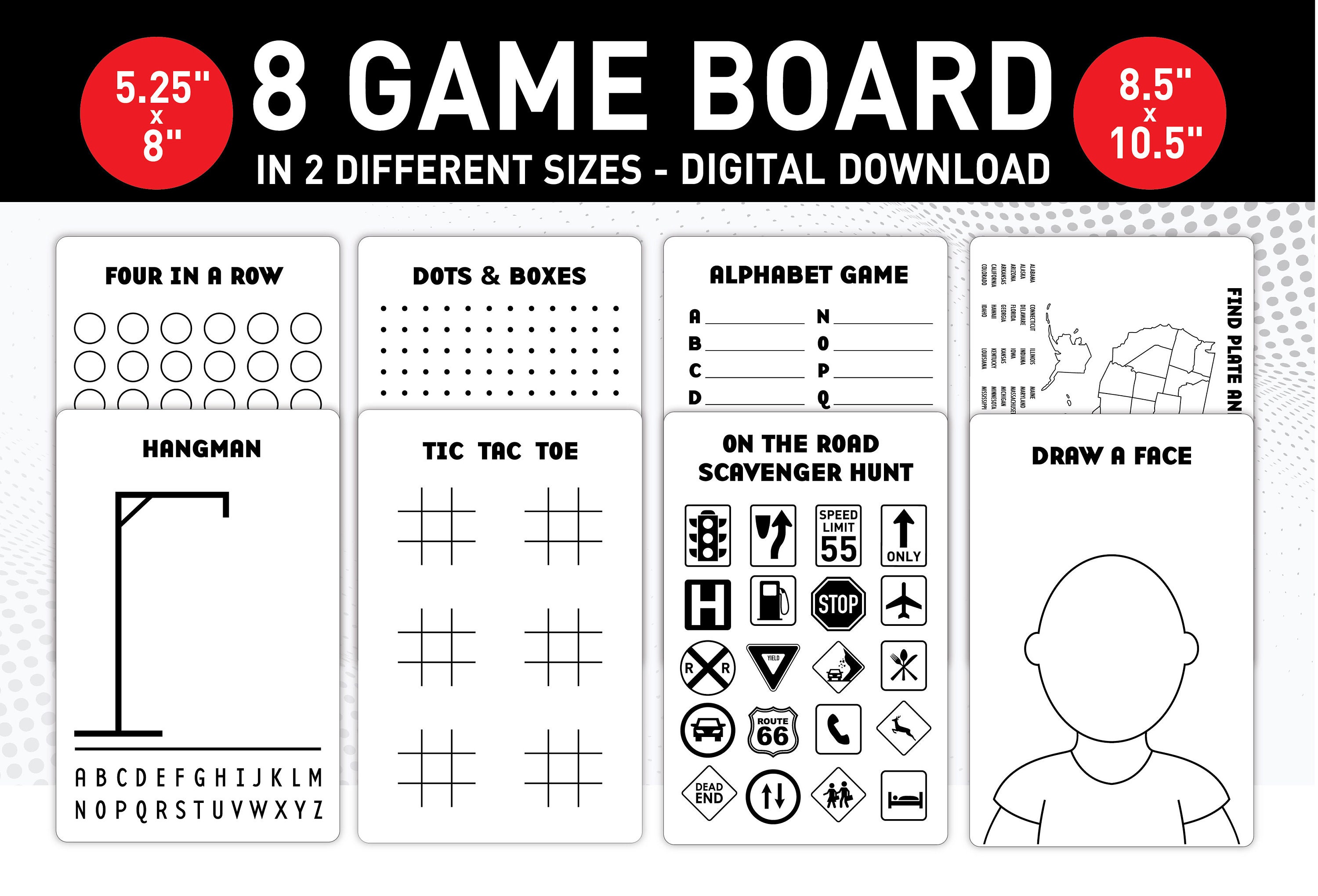 Travel Games Bundle: Dry Erase Game Board Printables (digital Download ...