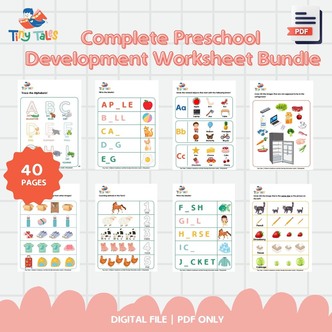 Complete Preschool Worksheet Bundle | Age 3-4 | Problem Solving | Logic ...