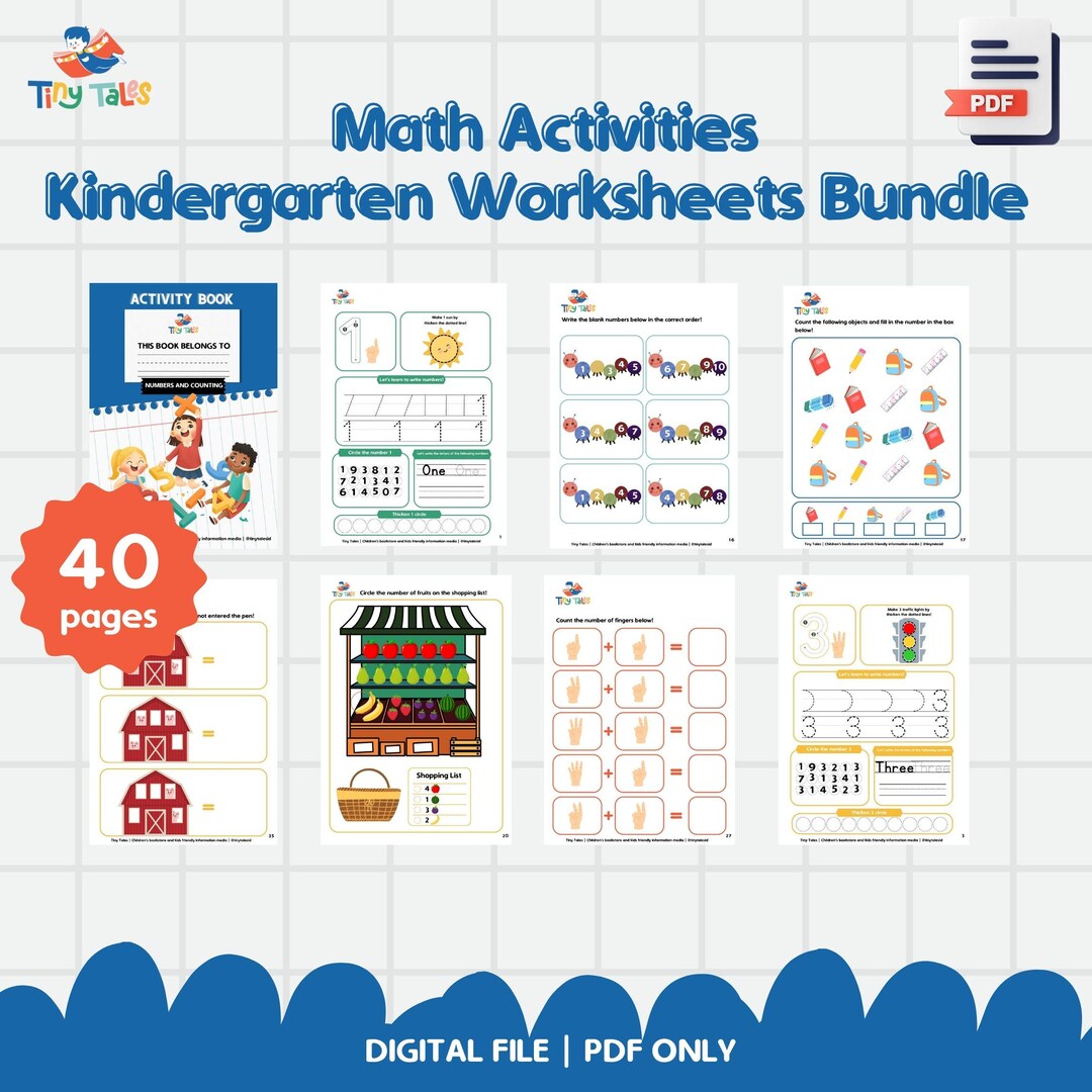 Kindergarten Math Activities Worksheets Bundle, Numbers 1-10, Math Game ...
