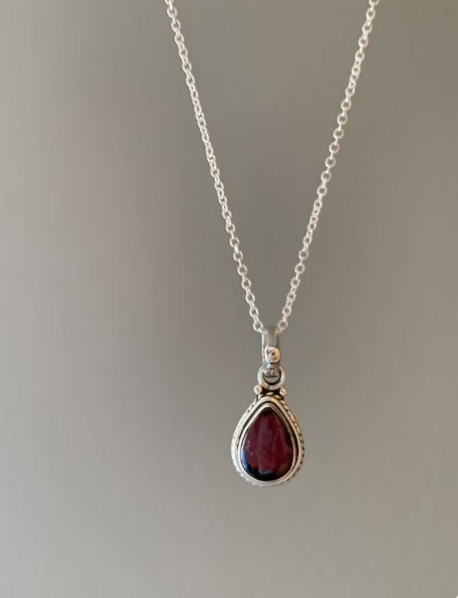 Garnet Necklace Silver Garnet Necklace Boho Necklace Garnet - Etsy
