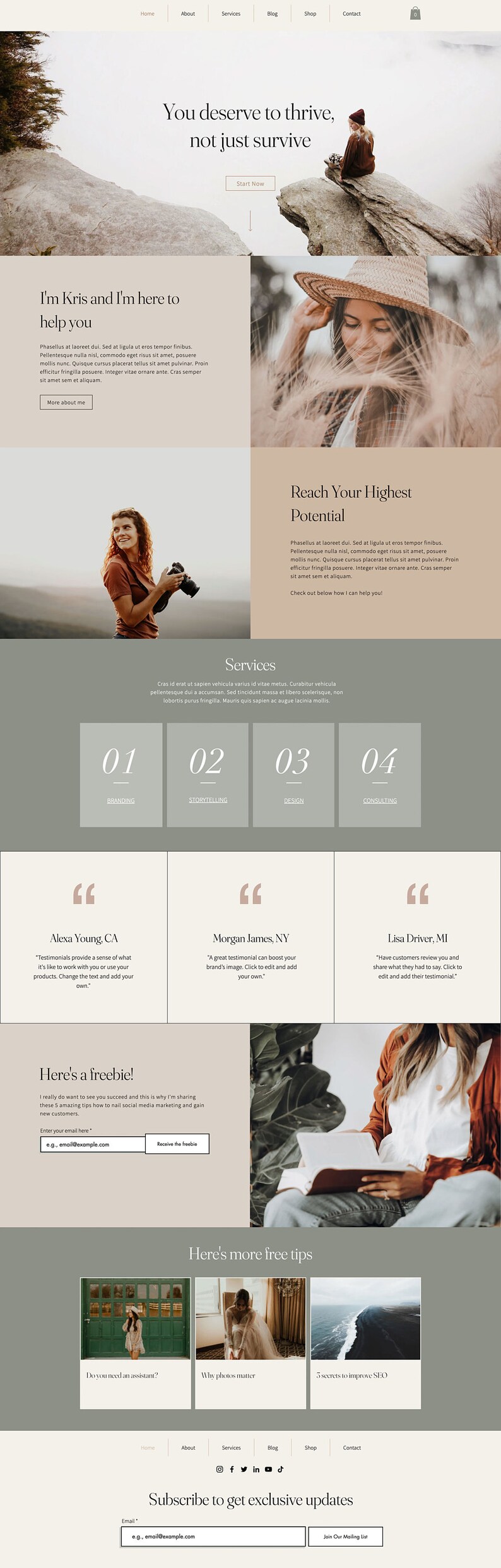 Wix Website Template – Wix Theme for Coach, Social Media Manager or ...