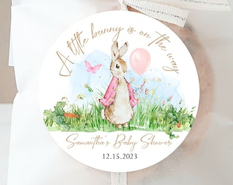 Peter Rabbit, Pink Coat, Stickers, PERSONALIZED, Girl, Baby Shower ...