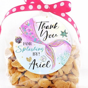 Purple Mermaid Birthday Stickers, Mermaid Birthday Party Favor Stickers ...