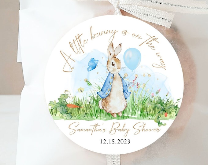 Personalized Peter Rabbit Baby Shower Stickers, Peter Rabbit Theme Baby ...