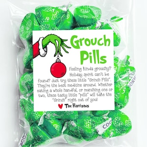 Personalized Grouch Pills Christmas Stickers, Grouch Christmas Party ...