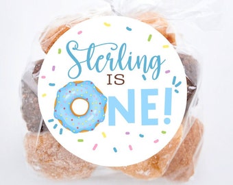 Personalized Glossy Donut Birthday Party Favor Labels Doughnut Favor ...