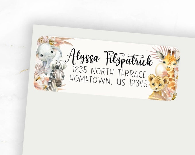 Safari Return Address Labels Printed Safari Baby Shower Return Address ...