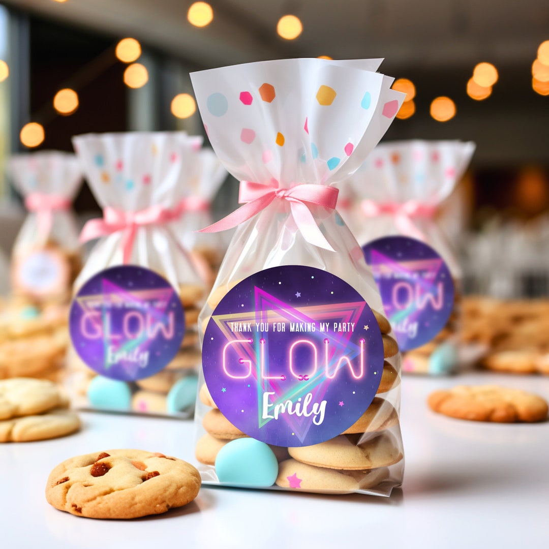 Glow Birthday Stickers, Neon Glow Birthday Party Favor Stickers, Party ...