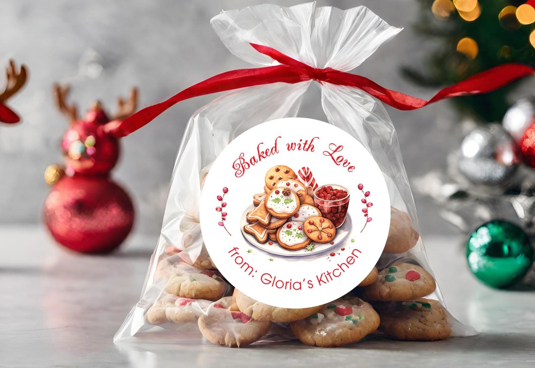Christmas Cookie Stickers, Personalized Christmas Cookie Favor Stickers ...