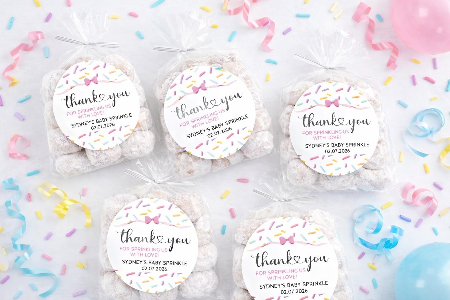 Baby Sprinkle Favor Stickers, Thank You for Sprinkling Us With Love ...