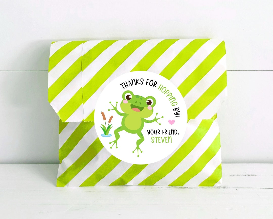 Frog Birthday Stickers, Frog Hopping by Birthday Party Favor Stickers ...