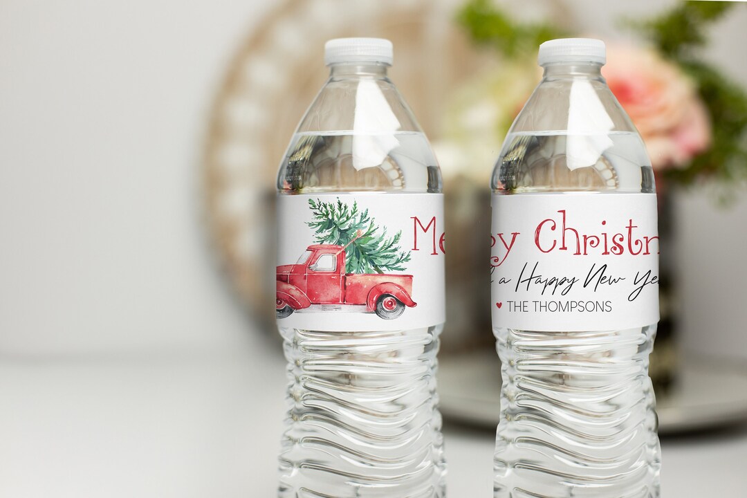 Customized Merry Christmas Water Bottle Labels, Water Bottle Christmas ...