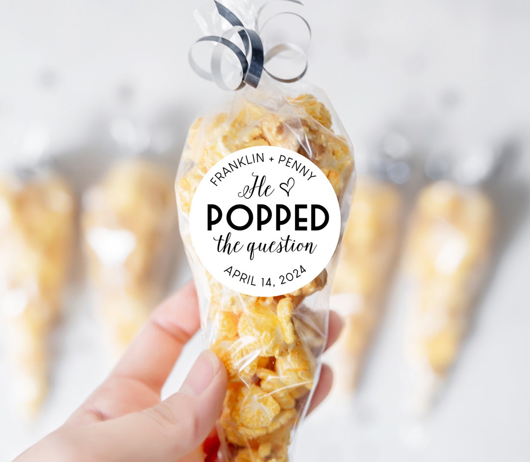 He Popped the Question Wedding Stickers, Customized Simple Wedding ...