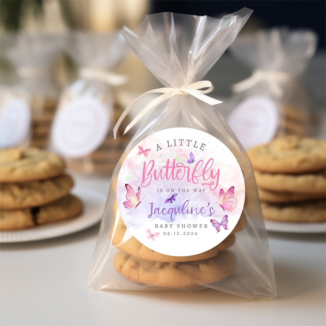 Personalized Butterfly Baby Shower Stickers, Butterfly Baby Shower ...