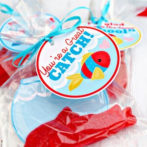 Printable Fish Valentine Tags, Printable Valentine Tags, Glad We're in ...