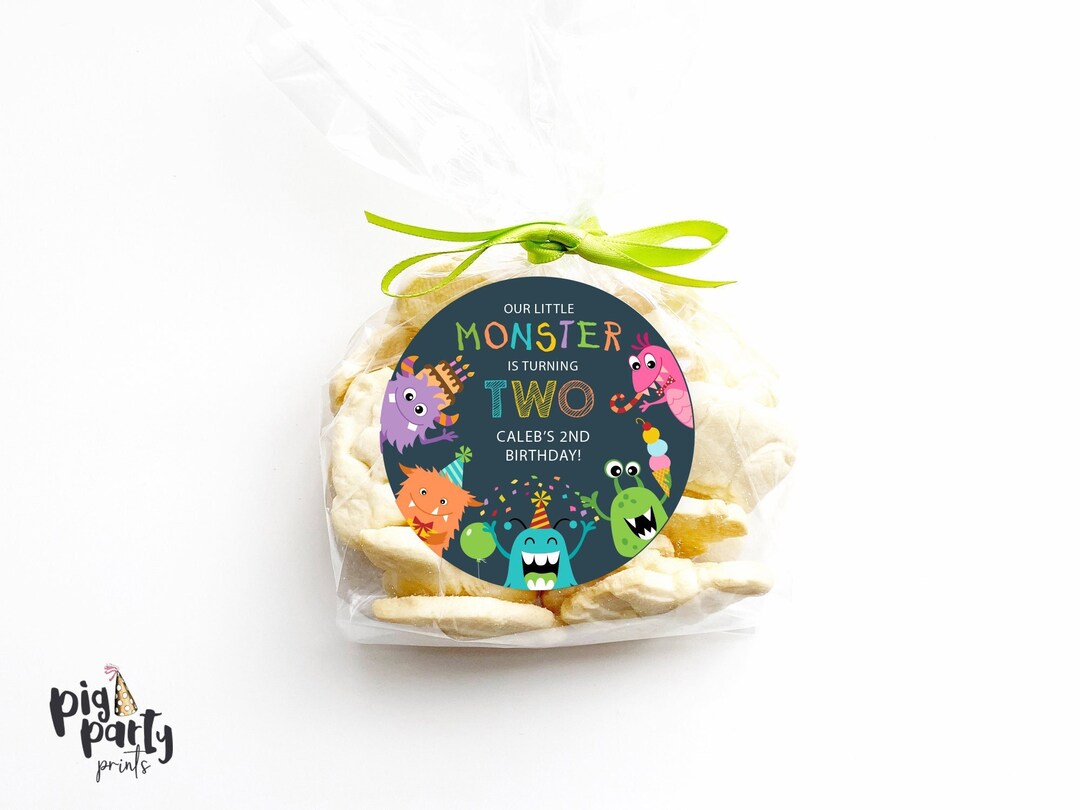 Monster Birthday Stickers, Monster Birthday Party Favor Stickers, Party ...