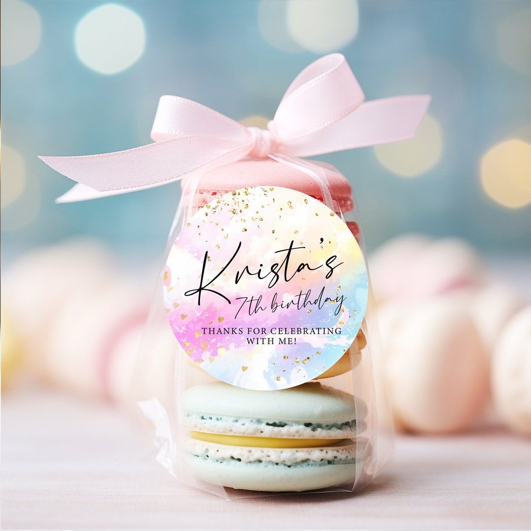 Rainbow Birthday Stickers, Watercolor Ombre Birthday Party Favor ...