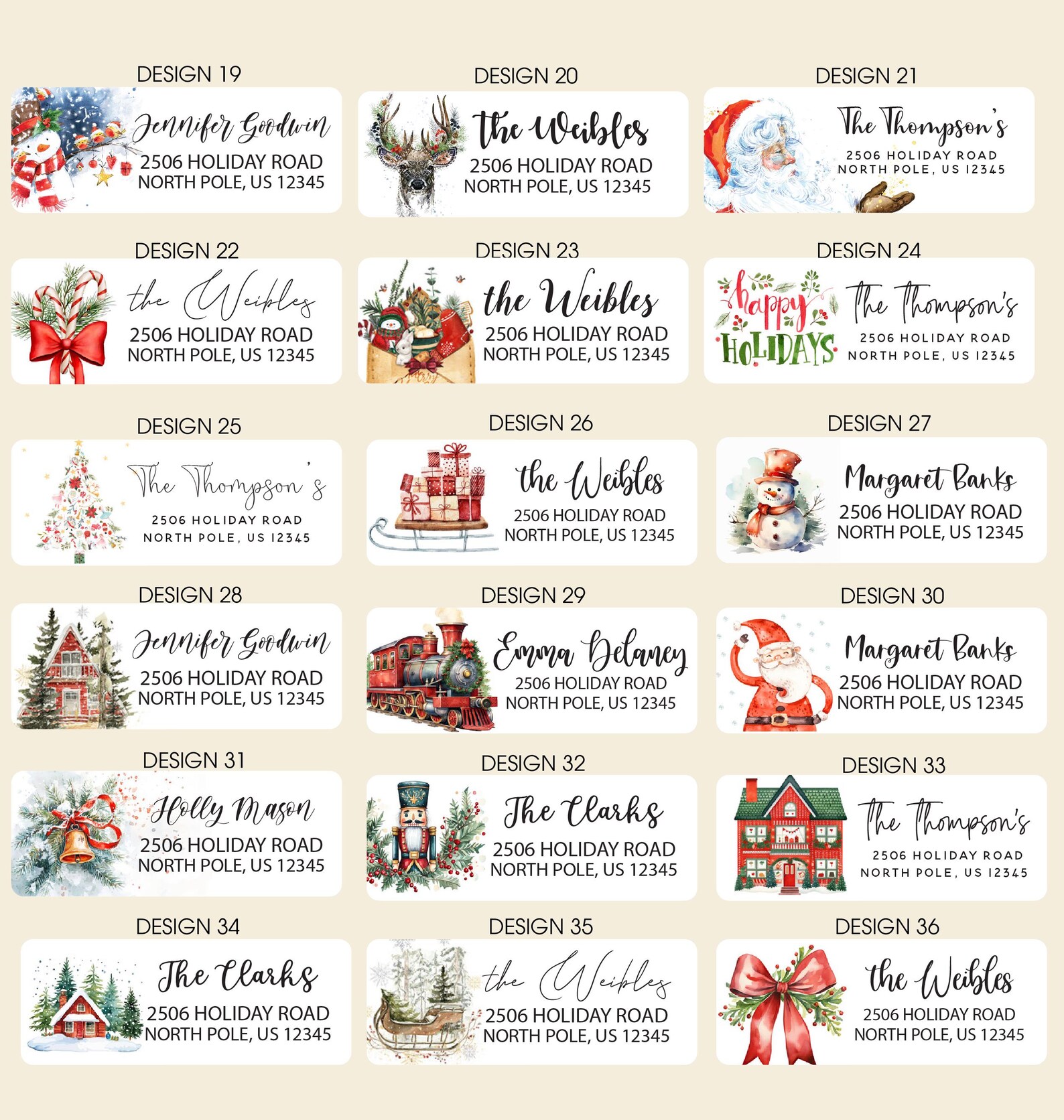 Personalized Christmas Address Labels – Custom Holiday Return Stickers ...