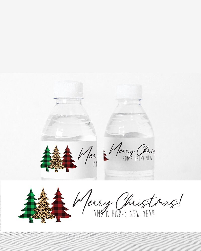 Customized Merry Christmas Water Bottle Labels, Water Bottle Christmas ...