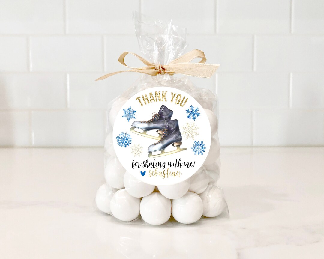 Ice Skating Birthday Stickers, Ice Skate Birthday Party Favor Stickers ...