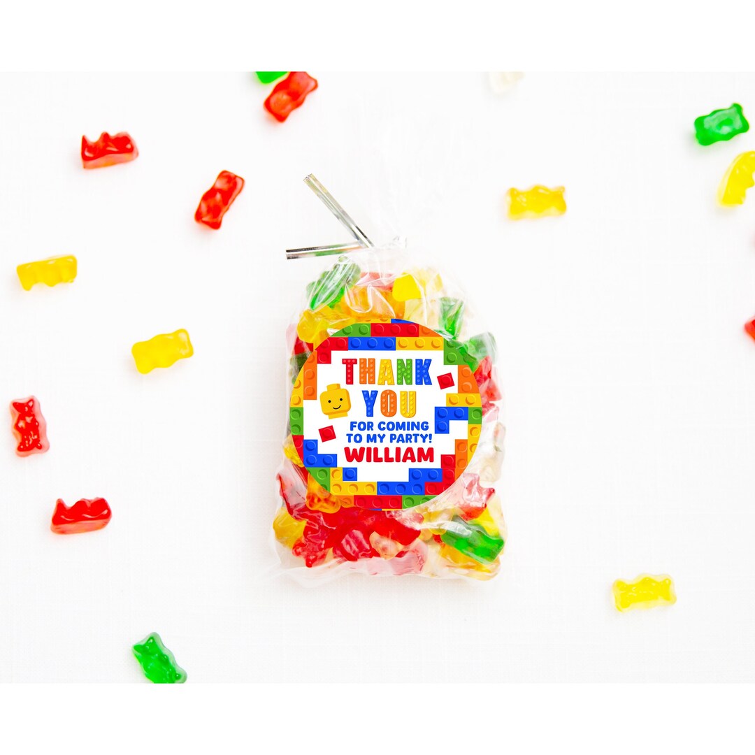 Building Blocks Birthday Stickers, Blocks Birthday Party Favor Stickers ...