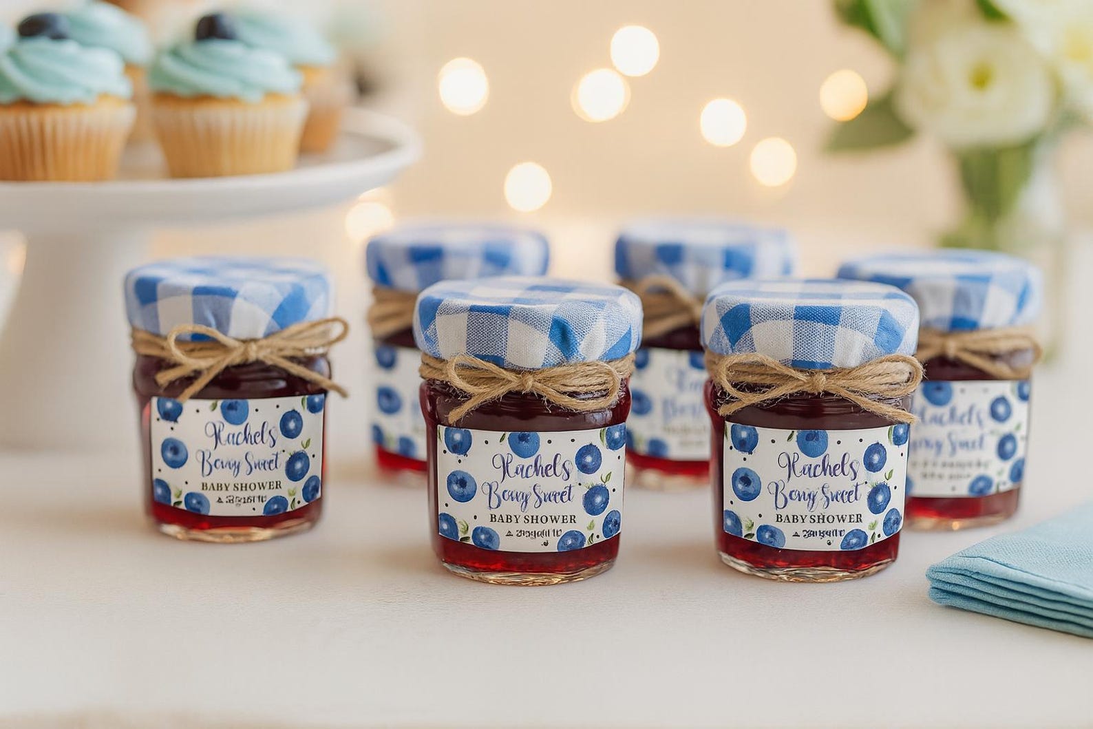 Berry Sweet Baby Shower Mini Jam Jar Stickers, Blueberry Party Favor ...