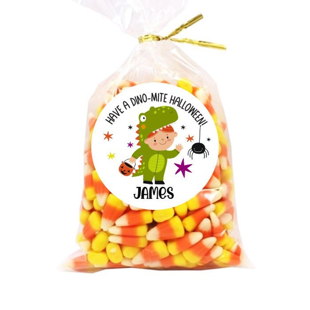 Dinosaur Halloween Stickers, Personalized Halloween Party Favor ...
