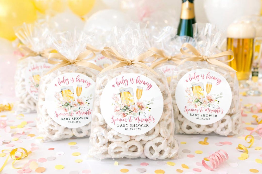 A Baby is Brewing Stickers, Beer & Champagne Baby Shower Stickers ...