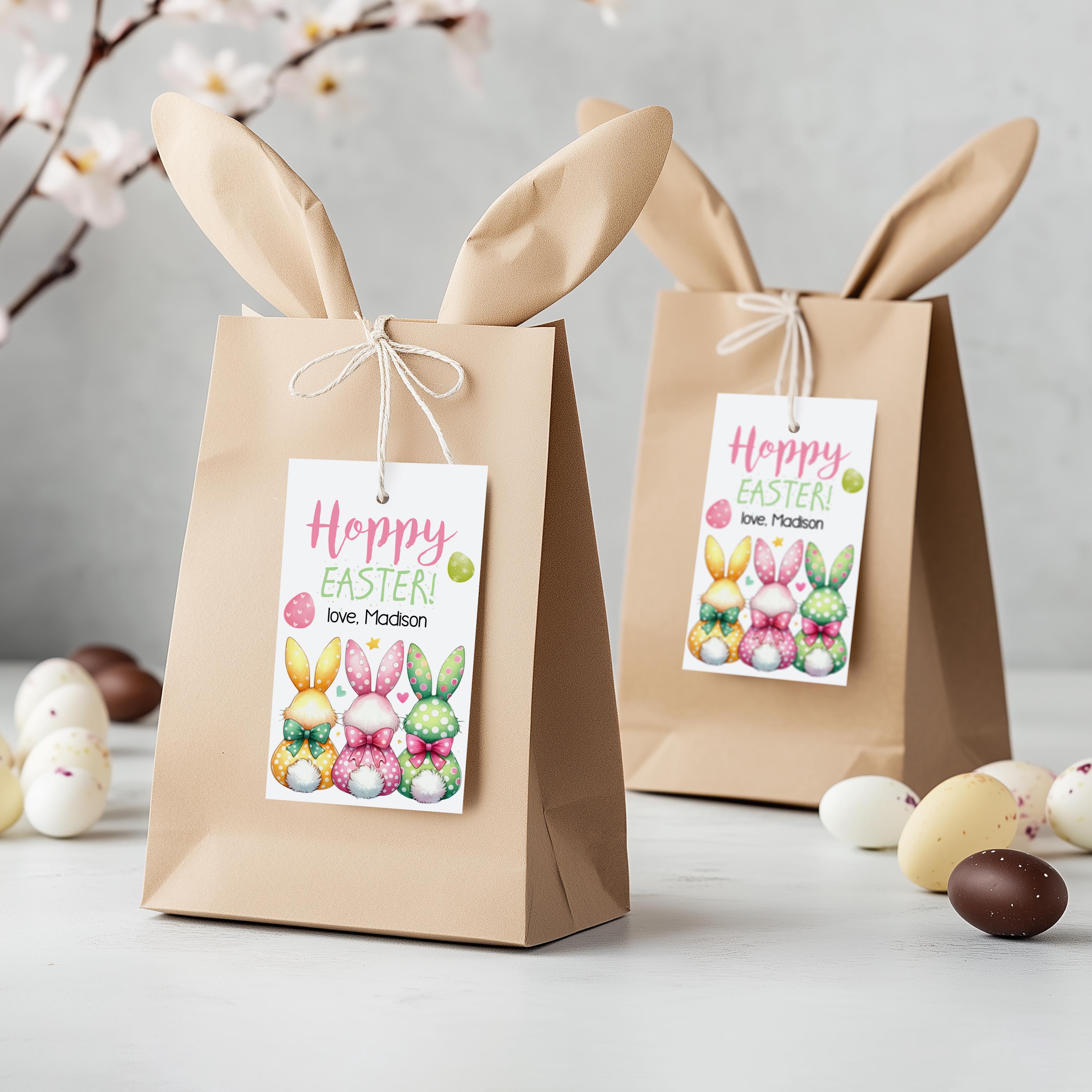 Coquette Easter Bunny Party Favor Tag Template, Printable Hoppy Easter ...