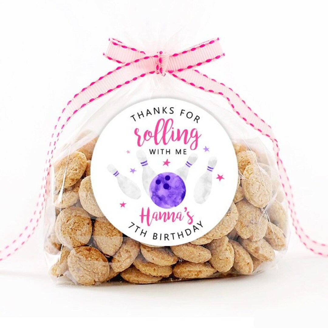 Bowling Birthday Stickers, Girl Bowling Birthday Party Favor Stickers ...