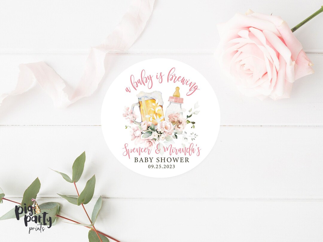 Personalized Baby is Brewing Baby Shower Stickers, Beer Baby Shower ...